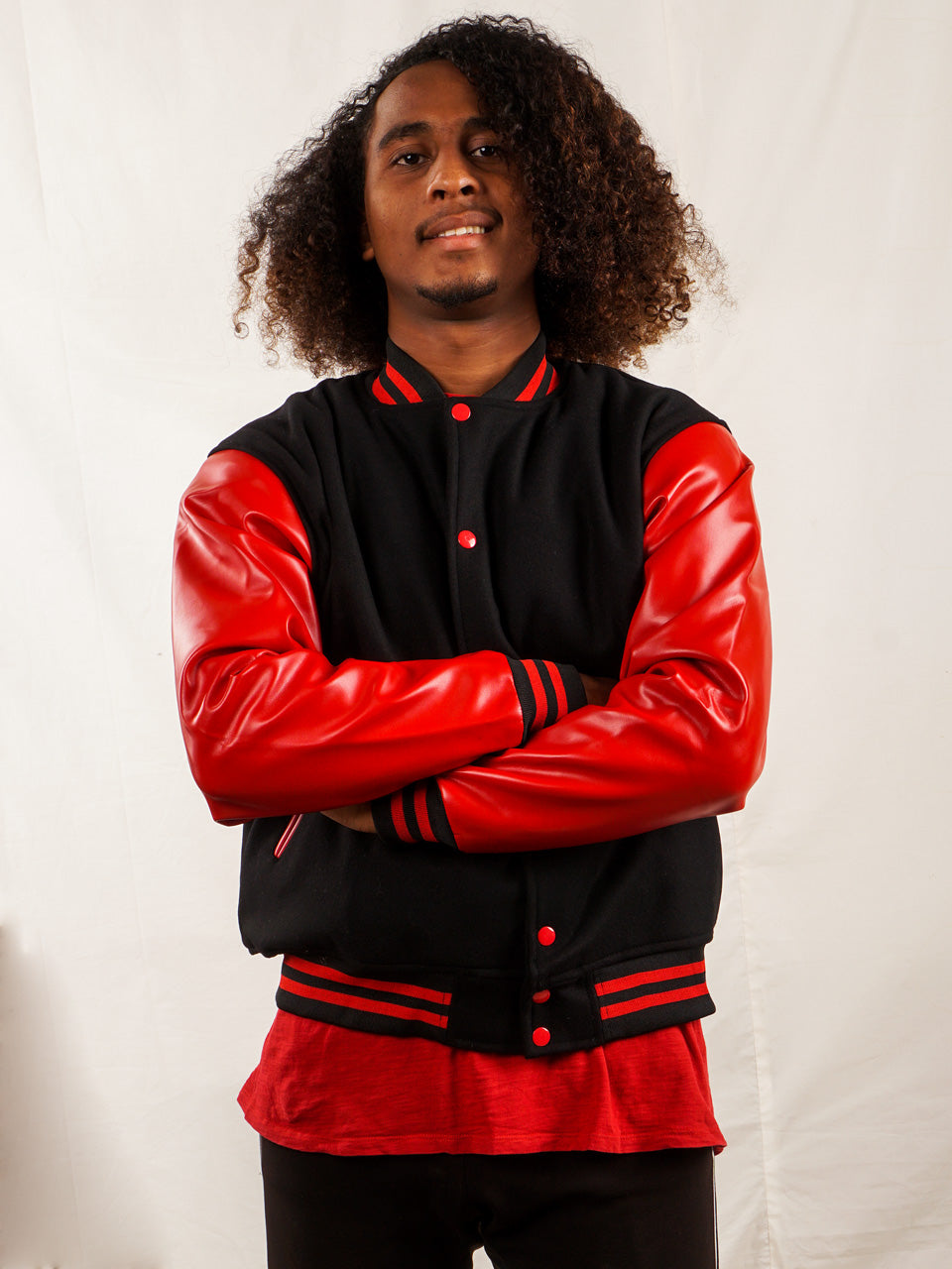 Custom Varsity Jacket with Embroidered Patch - Red and Black